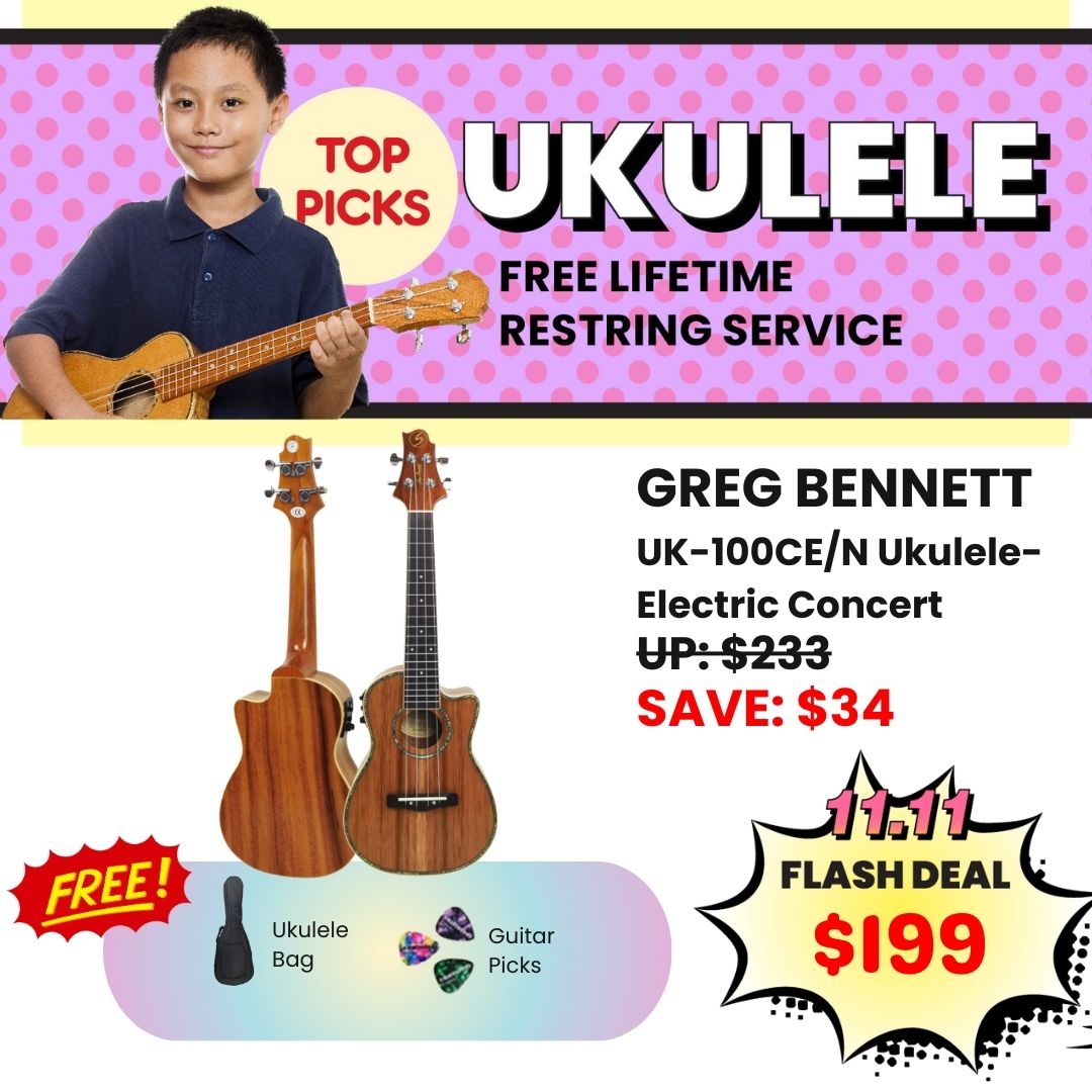 Greg Bennett UK-100CE/N Ukulele-electric Concert Natural – Cristofori Music