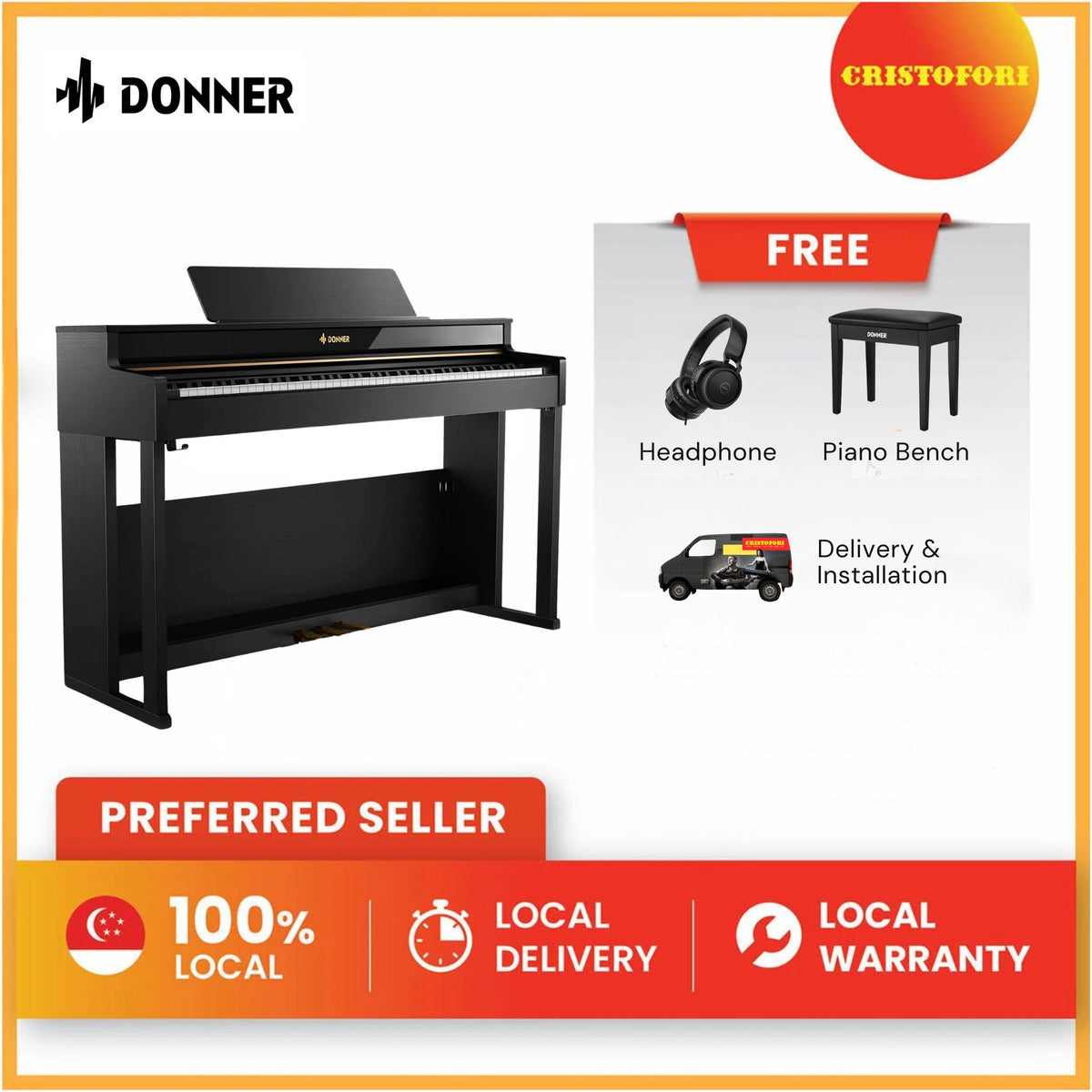 DONNER Digital Piano DDP-400 Black – Cristofori Music