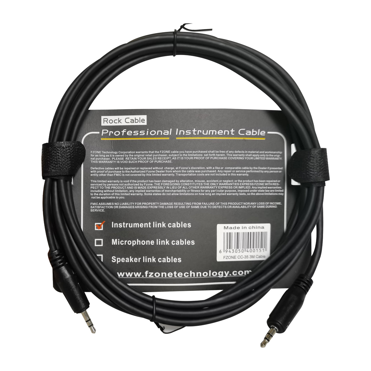 Fzone CC-35 3.5mm to 3.5mm stereo jack cable black 3M – Cristofori Music